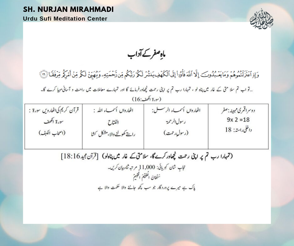 Urdu - صَفَرْ الْمُظَفَّرْ ( Safar al Muzaffar) Entry way: 18 9 X 2 ...